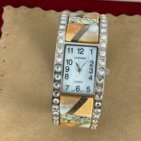 Vintage | Accessories | Vintage Amparo Quartz Bangle Cuff Bracelet ...